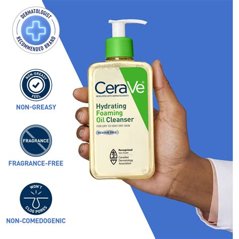 Cerave Hydrating Foaming Oil Cleanser 355 Ml For Dry Skin With Squalane