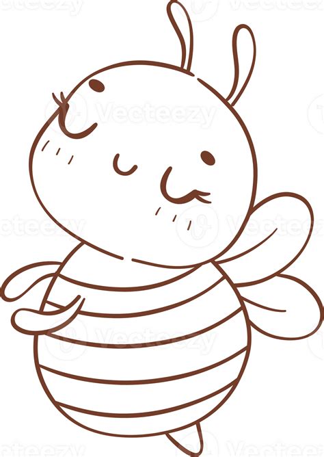 Cute Honey Bee Outline Cartoon Doodle 35174368 Png