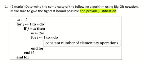 solved 1 2 marks determine the complexity of the