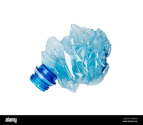 Blue Empty Plastic Bottle Isolated Crumpled Plastic Bottle Global