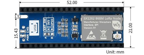 sx1262 lora node module for rpi pico lorawan frequency band 915m 902