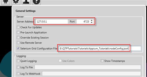 Selenium Grid Appium Configuration Example
