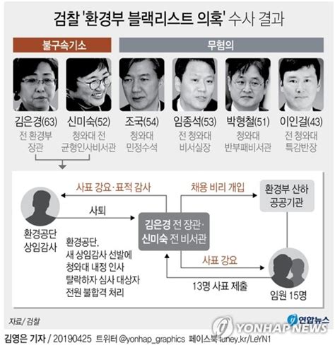 그래픽 검찰 환경부 블랙리스트 의혹 수사 결과 연합뉴스