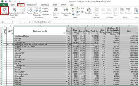 Hướng dẫn mẫu dự toán xây dựng bằng Excel chính xác
