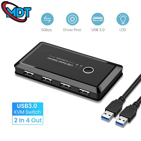 Usb 3 0 Switch Selector 4 Port 2 Computers Peripheral Switcher Adapter Hub For Pc Printer