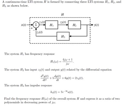 Solved A Continuous Time Lti System H ﻿is Formed By