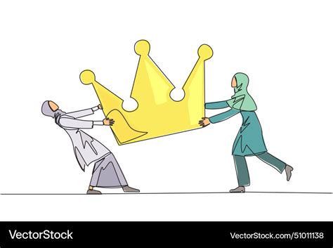 Continuous One Line Drawing Two Angry Arabian Vector Image