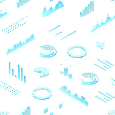 Premium Vector Data Financial Graphs Seamless Pattern Background 3d Isometric View Vector