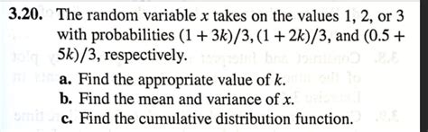 Solved 320 ﻿the Random Variable X ﻿takes On ﻿the Values