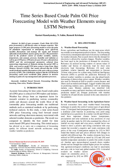 Pdf Time Series Based Crude Palm Oil Price Forecasting Model With Weather Elements Using Lstm