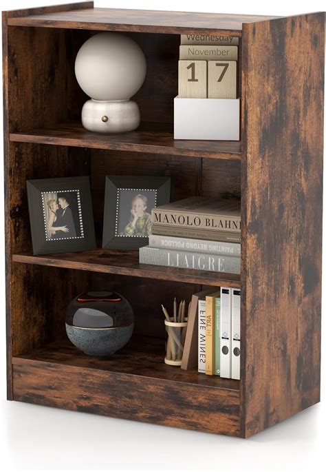 3 Tier Open Bookcase Modern 3 Cube Bookshelf With 18 Position Adjustable Shelves And Anti