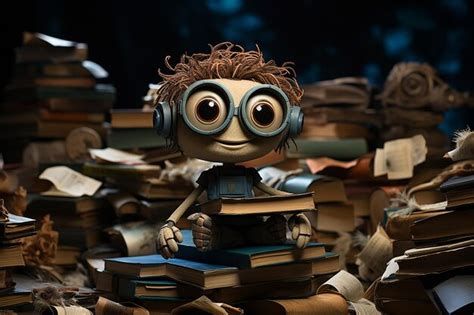 Premium Photo Robot With Artificial Intelligence Learning From Books