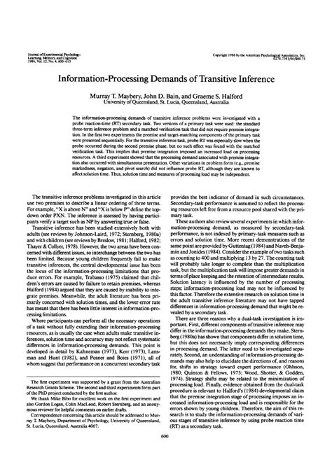 Pdf Information Processing Demands Of Transitive Inference