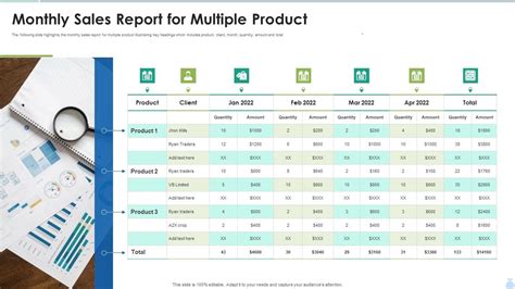 Monthly Sales Report For Multiple Product Background PDF