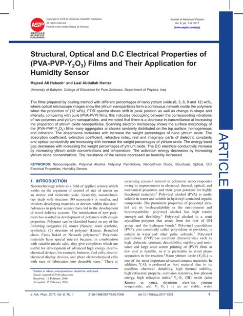 Pdf Structural Optical And Dc Electrical Properties Of Pva Pvp