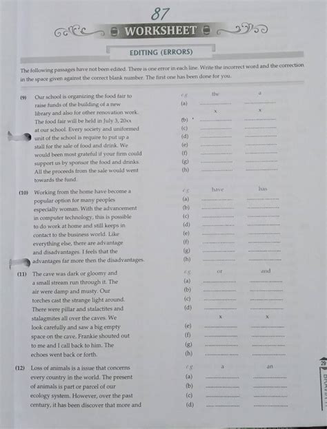 87 WORKSHEET 5 2 50 EDITING ERRORS The Following Passages Have Not Be