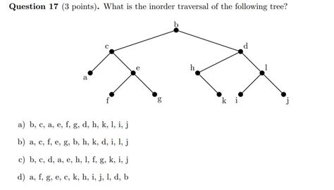 Solved Question 17 3 Points What Is The Inorder Traversal