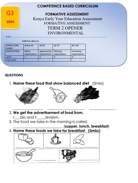 2024 Grade 3 Term 2 Opener Examinations With Marking Schemes Elimu Cloud Notes Exams