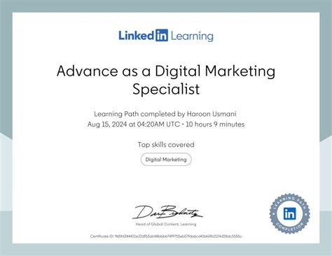 haroon usmani on linkedin certificate of completion