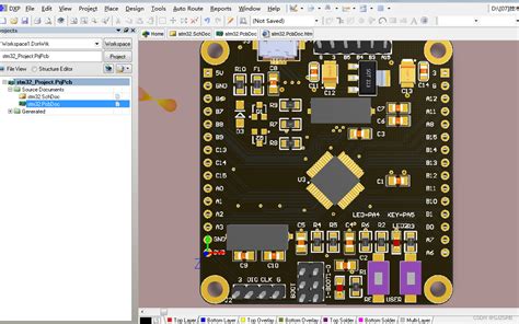 基于stm32f103c8t6单片机lqf48封装 最小系统开发板硬件（原理图pcb封装）工程文件，ad09设计的工程文件stm32最小
