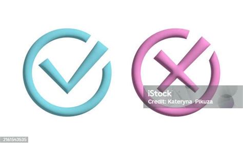 파스텔 색상의 체크 표시 및 십자 아이콘의 3d 렌더링 벡터 일러스트 레이 션 3차원 형태에 대한 스톡 벡터 아트 및 기타 이미지 3차원 형태 가벼운 거절 Istock