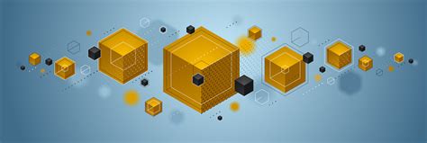 노란색과 파란색 요소 벡터 디자인과 3d 큐브의 클러스터와 추상 벡터 디자인은 기술 및 과학 추상화 예술에 사용할 수 있습니다