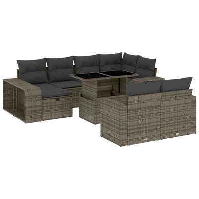Vidaxl Garden Sofa Set Grey Pe Rattan 11 Piece Set Modular Target
