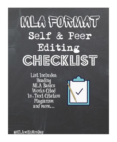Mla Format Research Peer And Self Editing Checklist Editing Checklist Writing Checklist