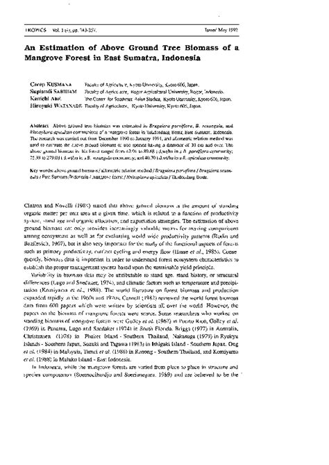 Pdf An Estimation Of Above Ground Tree Biomass Of A Mangrove Forest