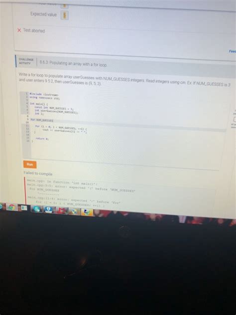 Solved Expected Vale Test Aborted Feed W Populating An Chegg