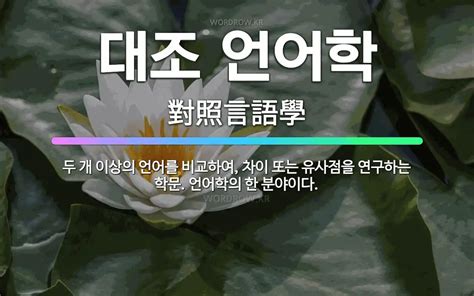 🌟대조 언어학 두 개 이상의 언어를 비교하여 차이 또는 유사점을 연구하는 학문 언어학의 한 분야이다 표준국어대사전