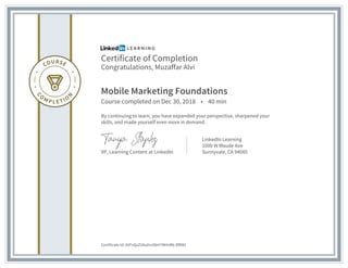 Certificate Ofcompletion Mobile Marketing Foundations 2 PPT