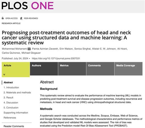 our paper on machine learning for head and neck cancer mohammad