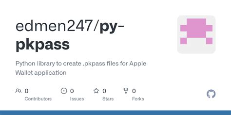 Github Edmen247py Pkpass Python Library To Create Pkpass Files For Apple Wallet Application