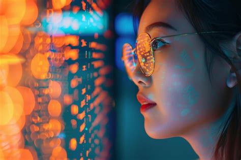 Eyeglasses Wearing Data Analyst Analyzing Big Data On Computer Screen For Programming Analysis