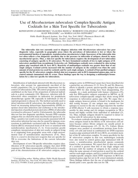 Pdf Use Of Mycobacterium Tuberculosis Complex Specific Antigen