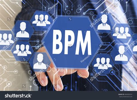 Businessman Pushes Button Bpm Business Process Stock Photo 666005914 Shutterstock