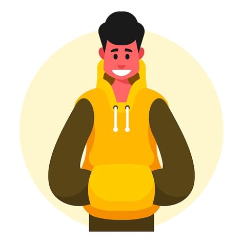 Premium Vector A Boy In A Yellow Jacket Vector Illustration In A Flat