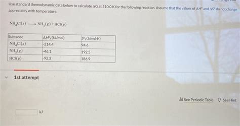 Solved Use Standard Themodynamic Data Below To Calculate AG Chegg Com