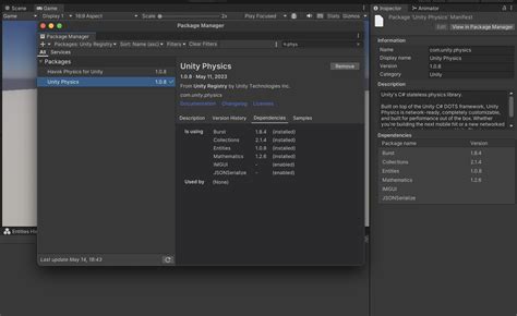 Missing Physics Body Component In The Editor Unity Engine Unity