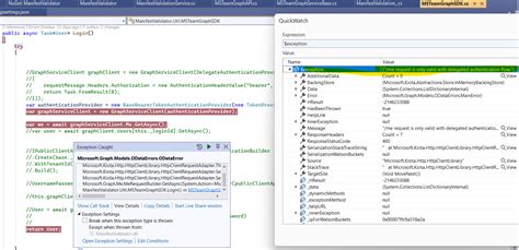 Getting Exception Me Request Is Valid With Delegated Authentication Flow Microsoft Qanda