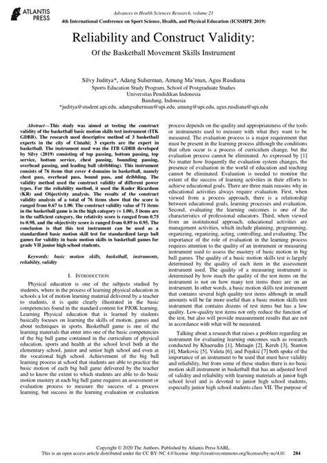 Pdf Reliability And Construct Validity Of The Basketball Movement Skills Instrument