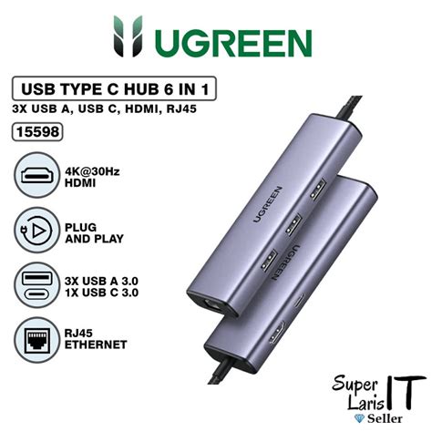 Jual USB Hub Type C To LAN USB 3 0 HDMI USB C UGREEN 15598 6 In 1 Shopee Indonesia