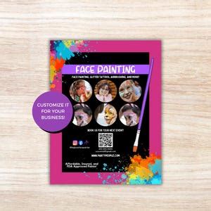 Face Painting Business Flyer Bundle Canva Template Digital Download