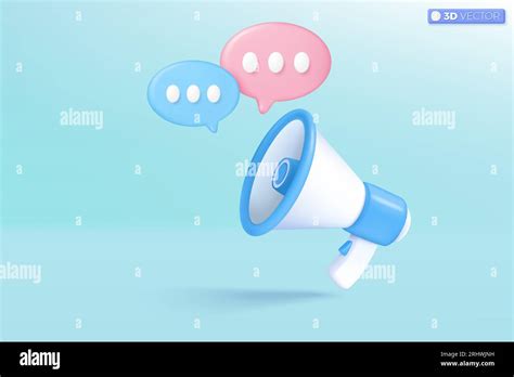3d Megaphone Speaker Icon Symbol Notification Bell Speech Bubble Loudspeaker Announce