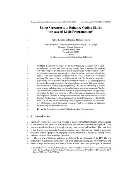 Pdf Using Screencasts To Enhance Coding Skills The Case Of Logic Programming