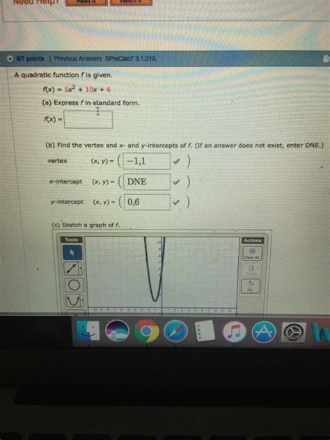 Solved A Quadratic Function F Is Given F X 5x 2 10x