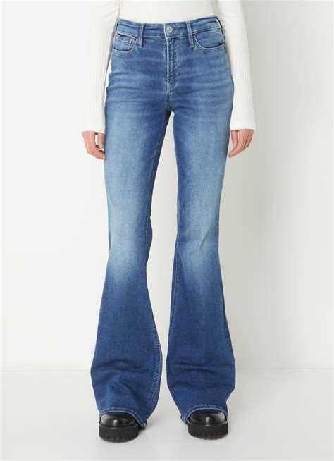 Denham Ami High Waist Flared Fit Jeans Met Medium Wassing • Indigo • De Bijenkorf