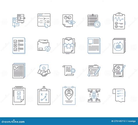 Business Documents Outline Icons Collection Contracts Policies Invoices Letters Reports