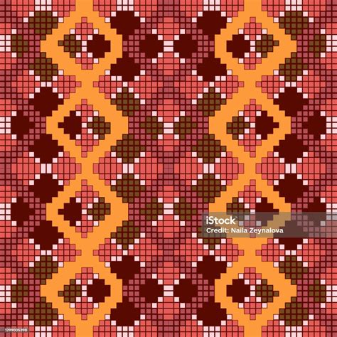 디지털 사각형 원활한 패턴 벡터 다채로운 부족 민족 스타일 배경 기하학적 전통 배경을 반복합니다 추상적인 밝은 모자이크 장식 모던한 장식하프톤 디자인 0명에 대한 스톡 벡터